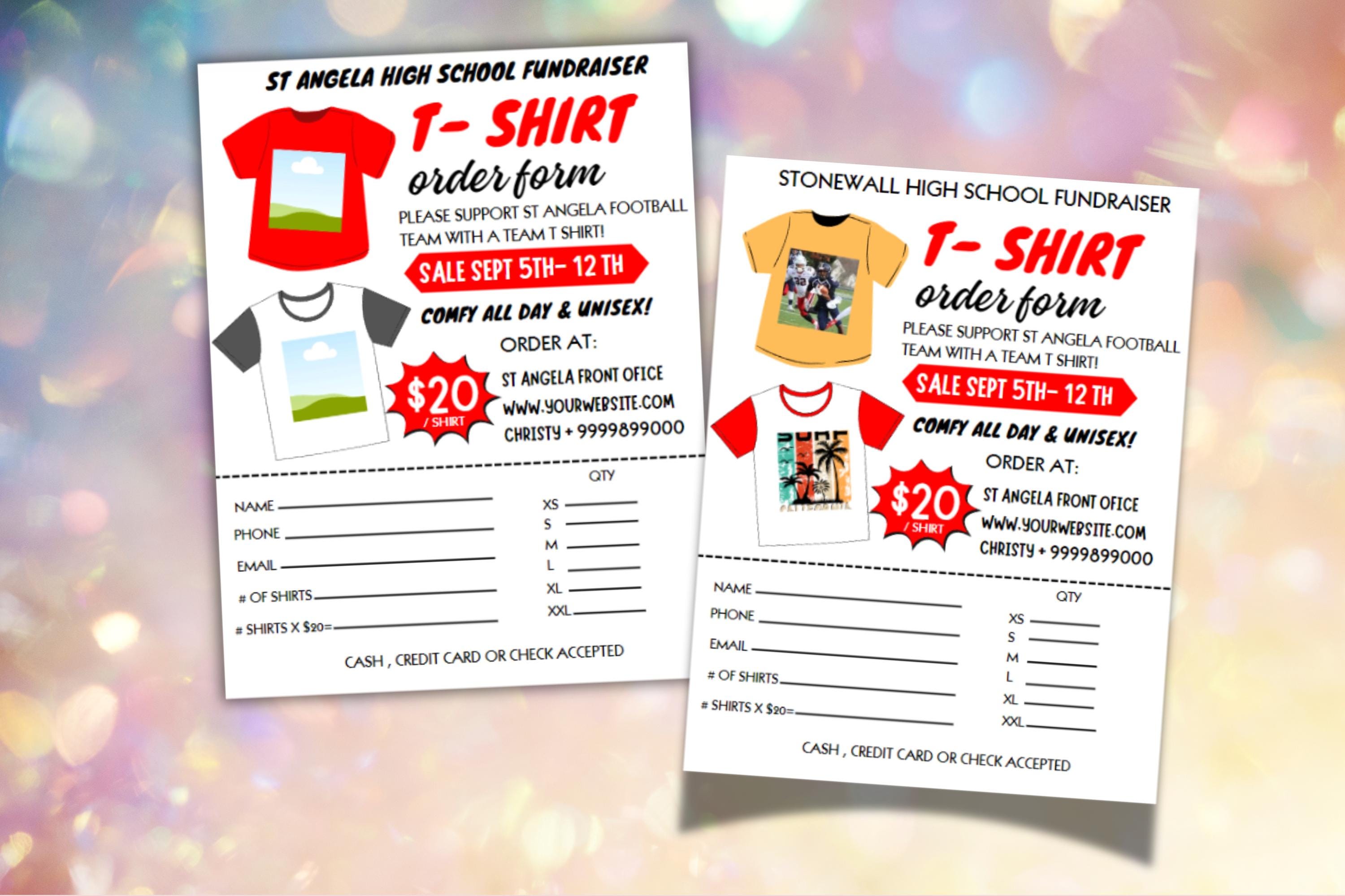 Tshirt Order Form Template, Tshirt Fundraiser Flyer,printable- Editable ...