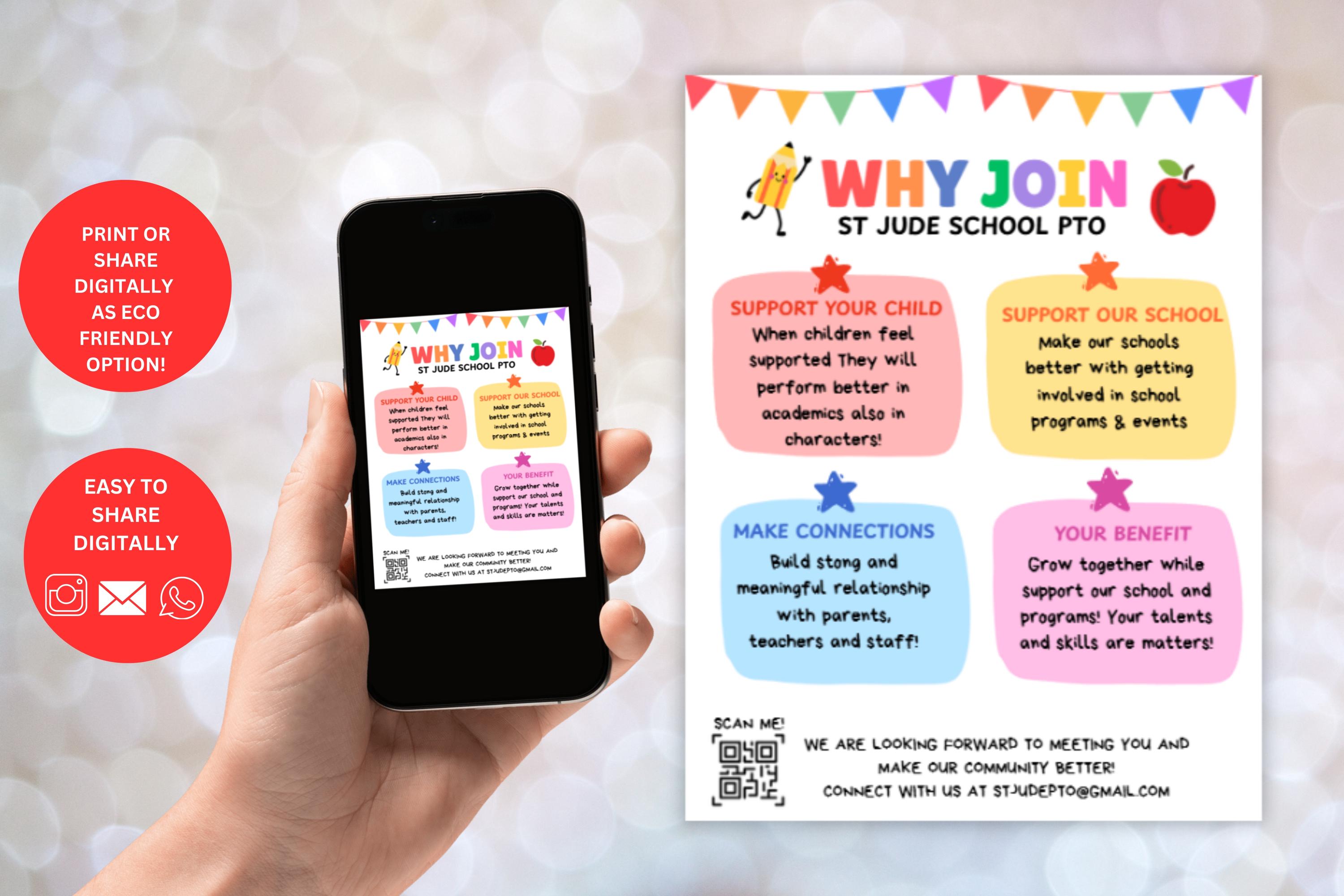 Editable Why Join PTO PTA Recruitment Flyer: School Volunteer- Digital ...