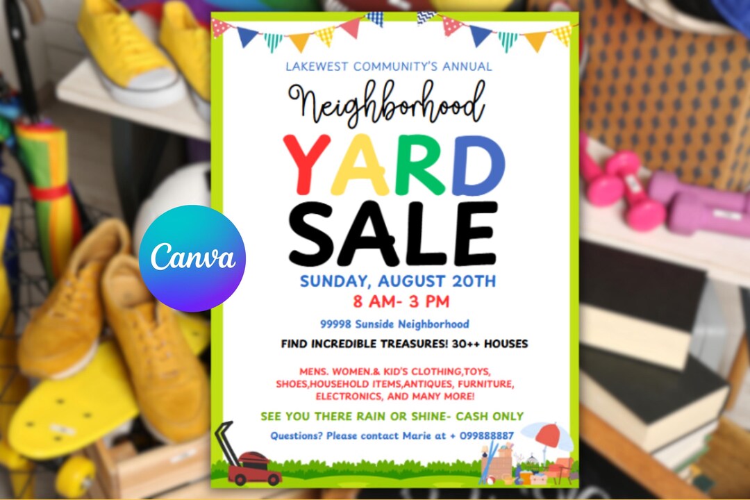 Editable Yard Flyer Template – Community Fundraiser (canva, Digital ...