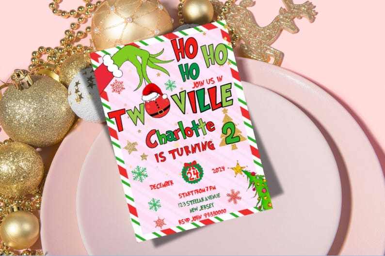 Twoville Christmas Birthday Invitation: for Boys and Girls,digital ...