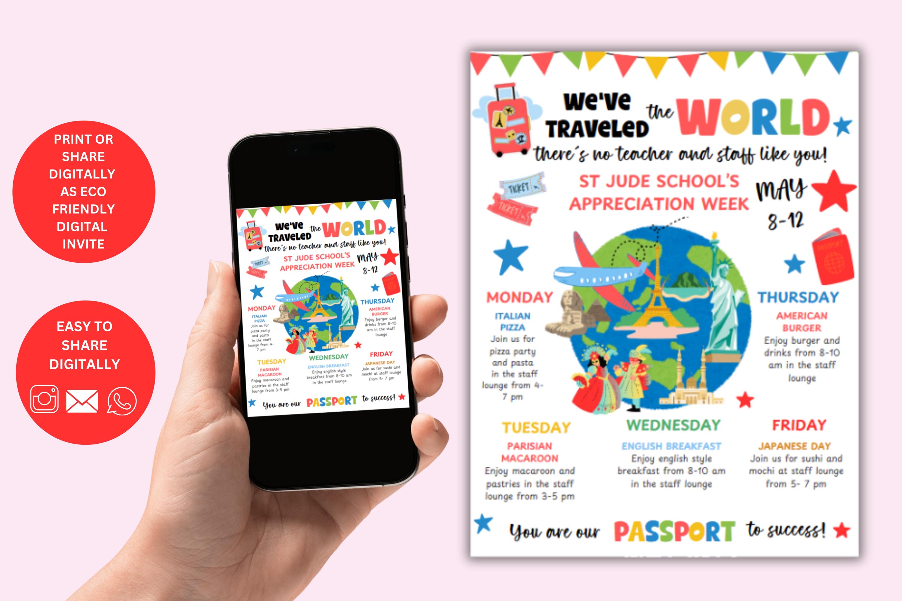 Travel the World Teacher Appreciation,travel International Itinerary ...