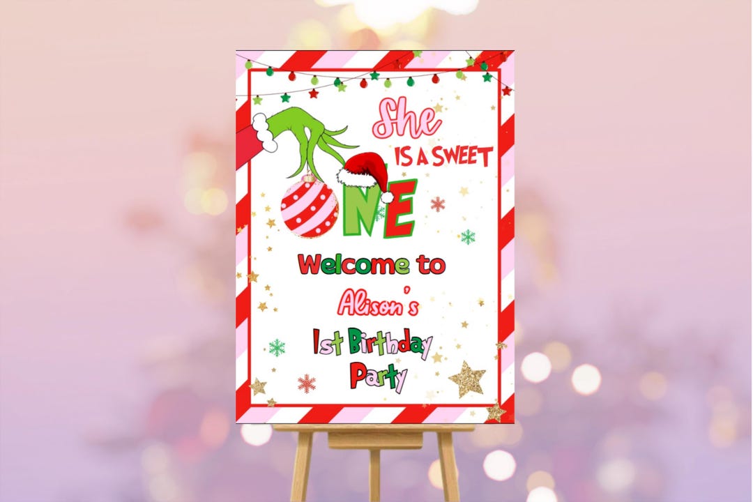 She is A Sweet One Welcome Sign, Christmas 1nd Birthday for Girls ...
