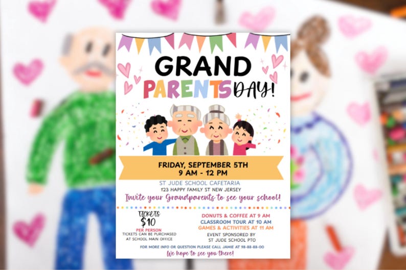 Editable Grandparents Day Invitation Flyer: School Event Printable ...