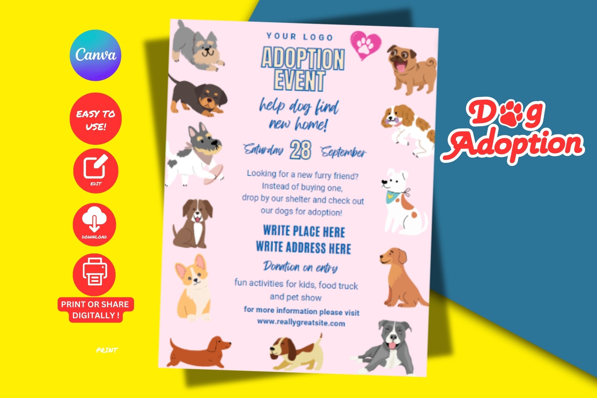 Dog Adoption Flyer,printable,instant Download Template - Etsy