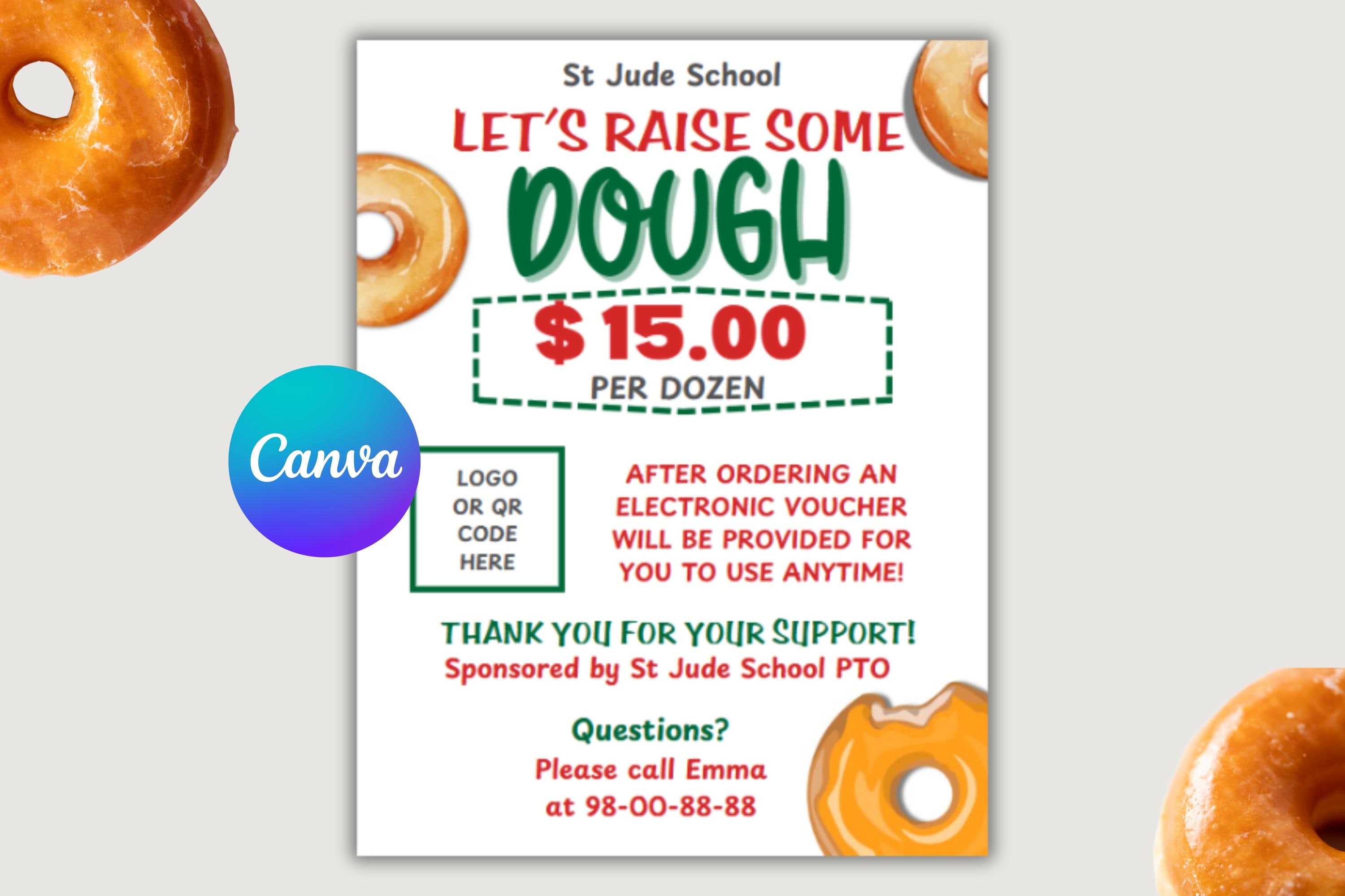 Donut Fundraiser Flyer Template, PTA School Fundraiser, Fundraiser ...