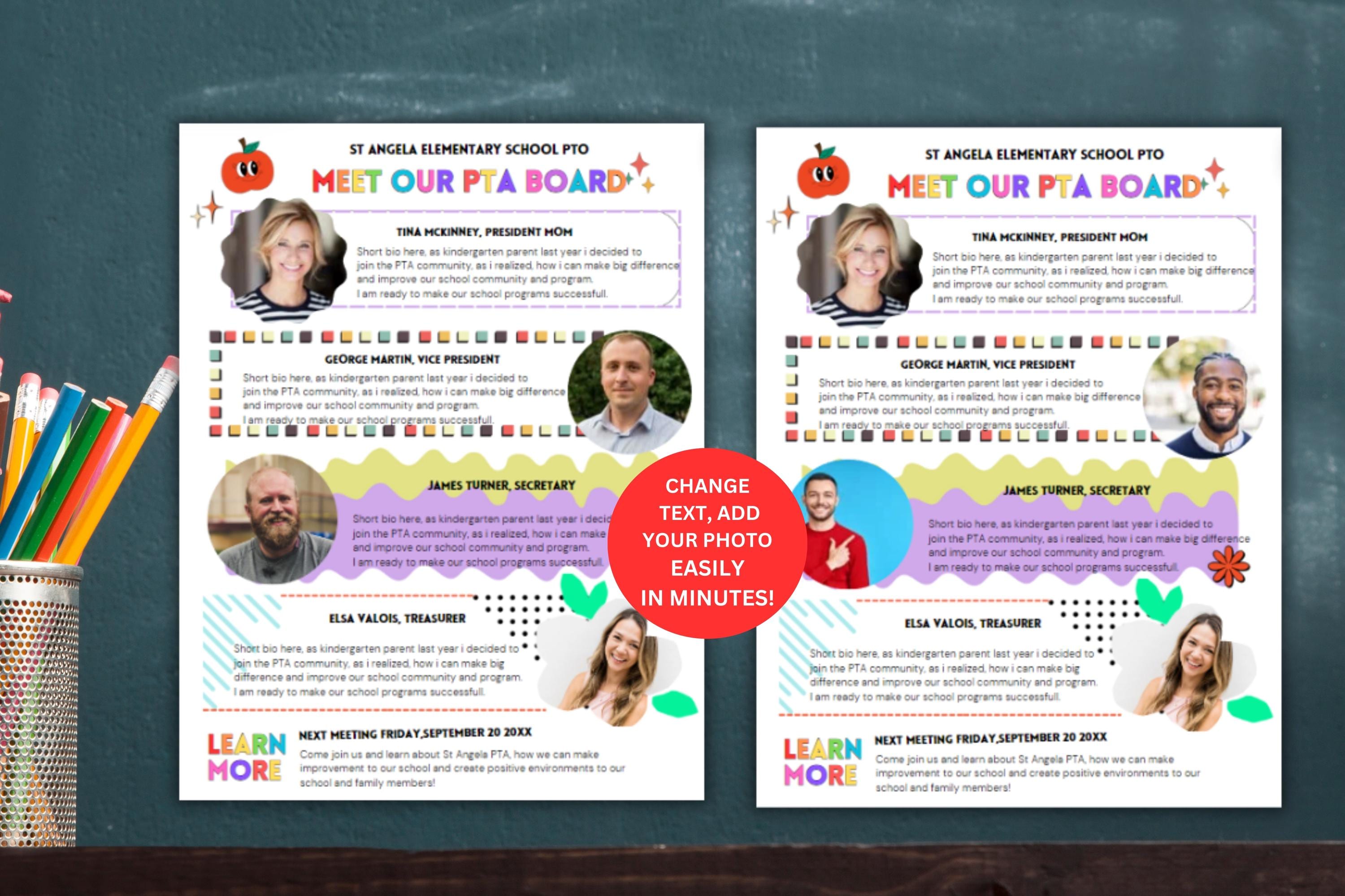 Editable Meet the PTA Board Flyer, Volunteer Board Template Flyer, Editable Printable-instant ...