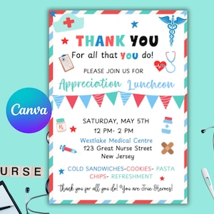 Nurse Appreciation Luncheon Invitation Template: Medical Staff Thank ...