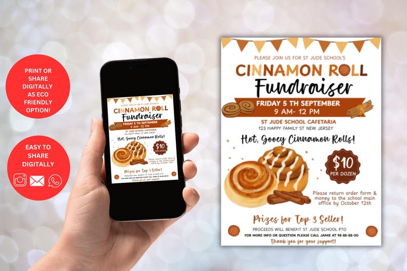 Editable Cinnamon Roll Fundraiser Flyer Template (digital Printable) - Etsy