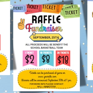 Raffle Fundraiser Flyer - DIY Raffle Ticket Template, Editable ...