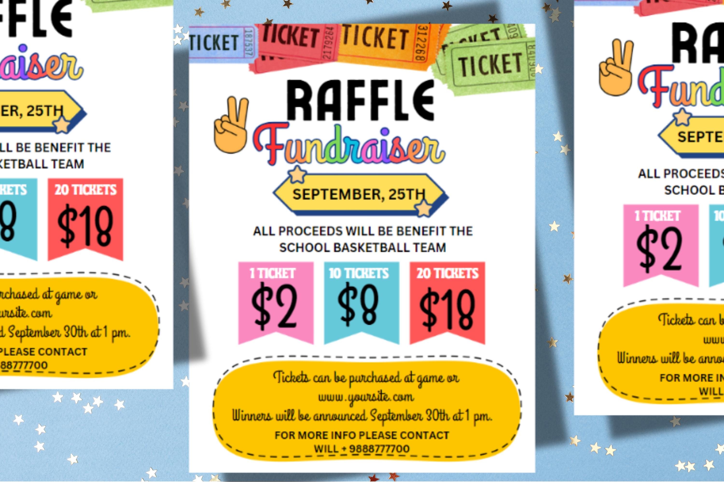 Raffle Fundraiser Flyer - DIY Raffle Ticket Template, Editable ...