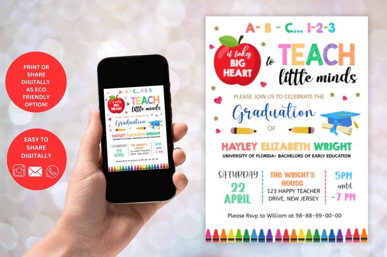 Editable Teacher Graduation Party Invitation, Educator Graduation ...