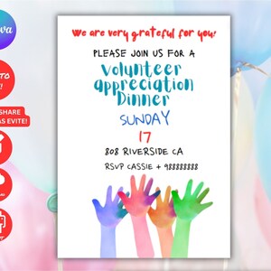 Volunteer Appreciation Invitation Printable - Etsy