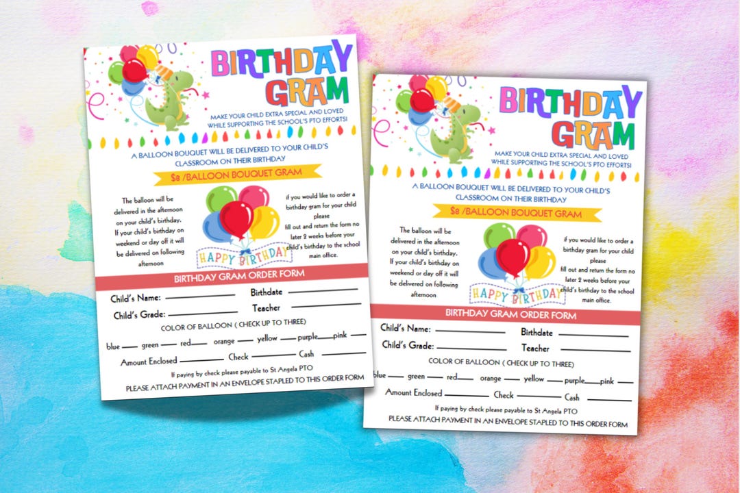Editable Birthday Gram Flyer: School Fundraiser Template (digital Printable) - Etsy
