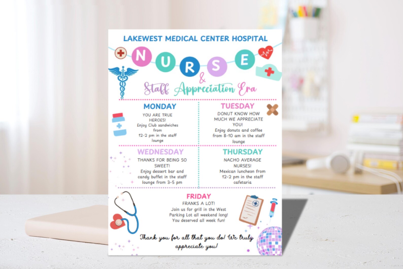Editable Nurse Appreciation Week Era Template,medical National Nurses ...