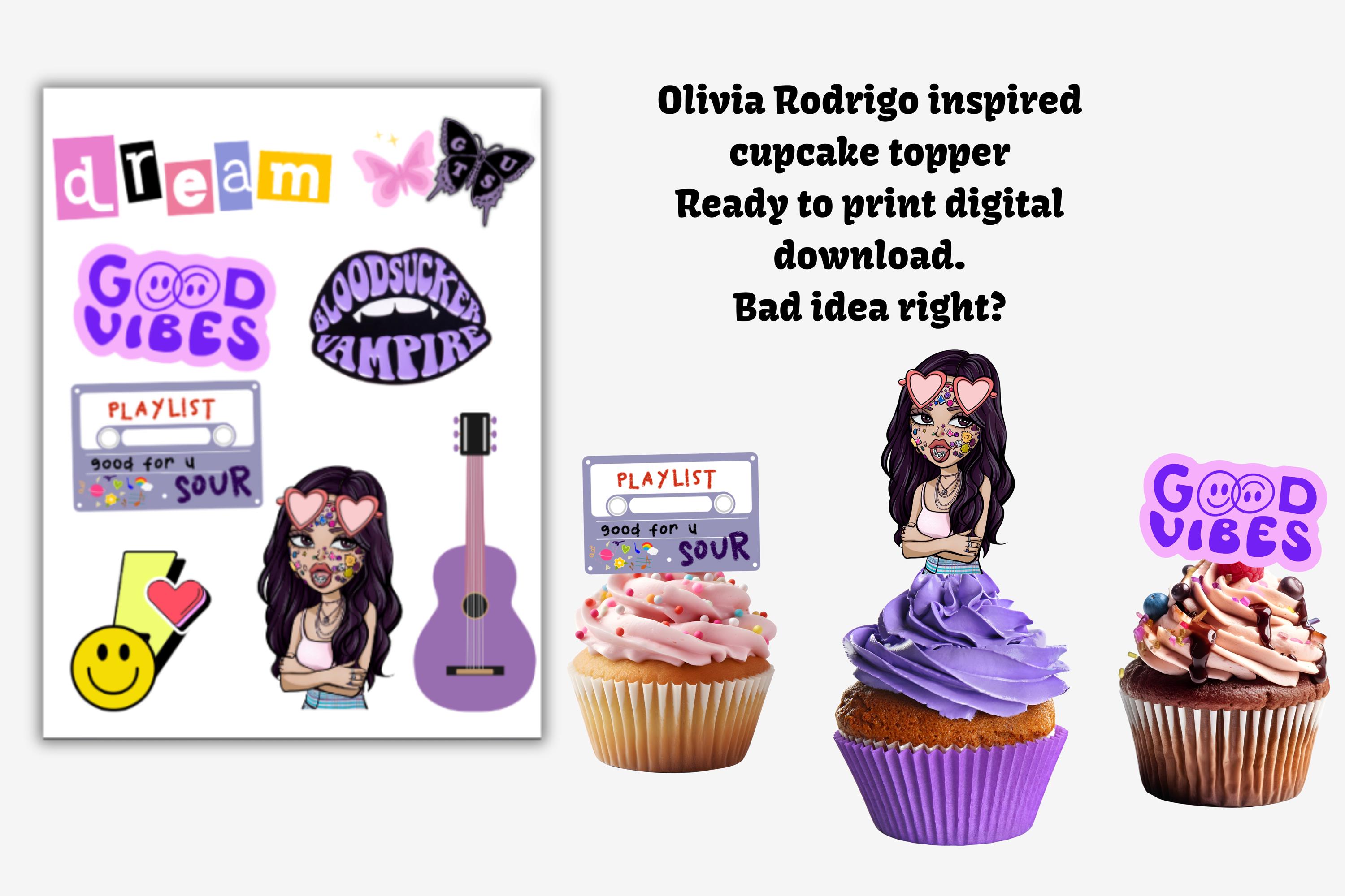 Olivia Cupcake Topper Printable, Guts Party Favors,bad Idea Right ...