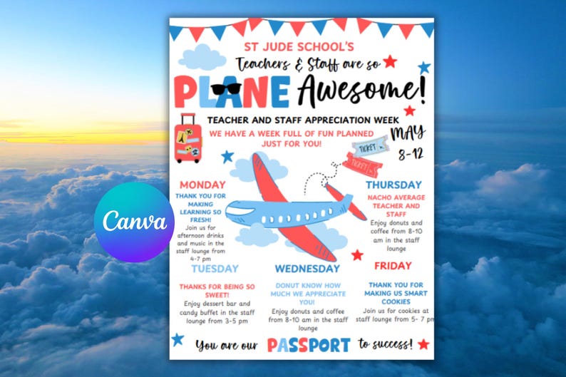Plane Awesome Teacher Appreciation, Airplane Travel Itinerary Week ...