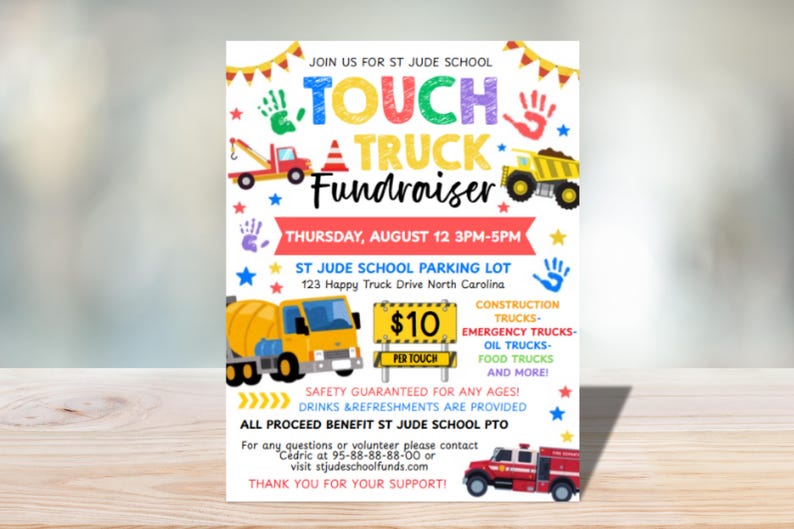 Touch a Truck Fundraiser Flyer: School Event Printable (digital ...