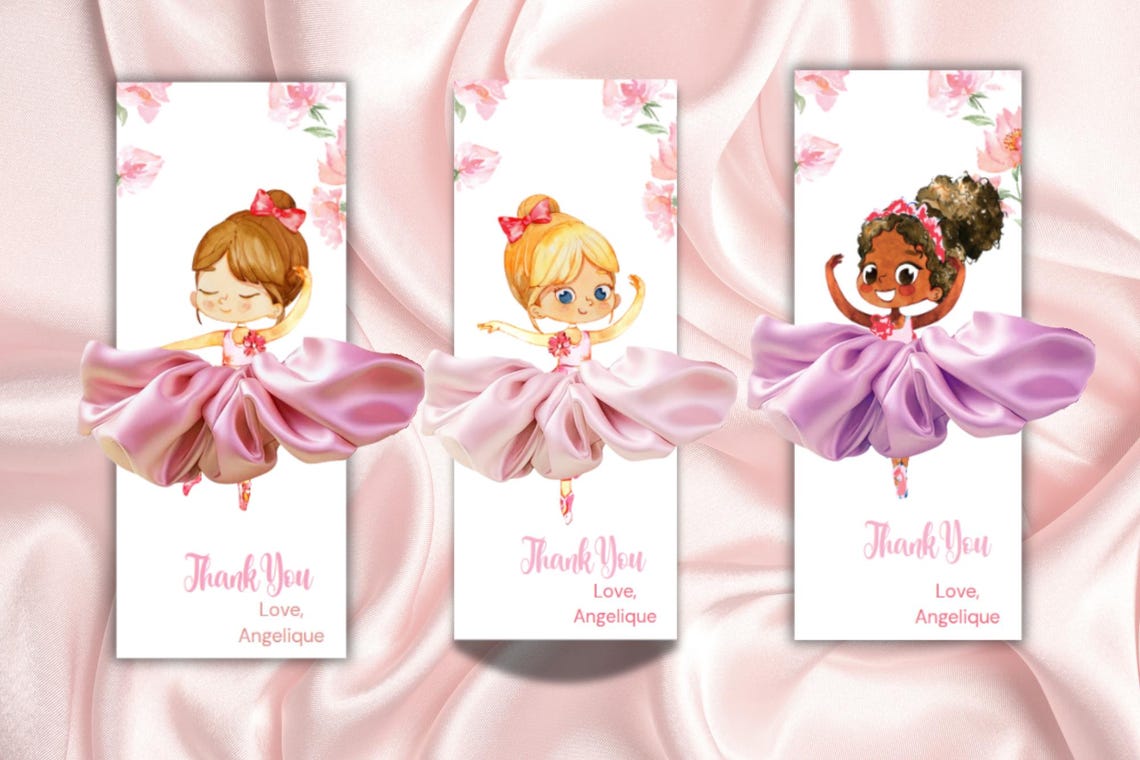 Ballerina Scrunchie Tag Template, Ballet Birthday Scrunchie Thank You ...