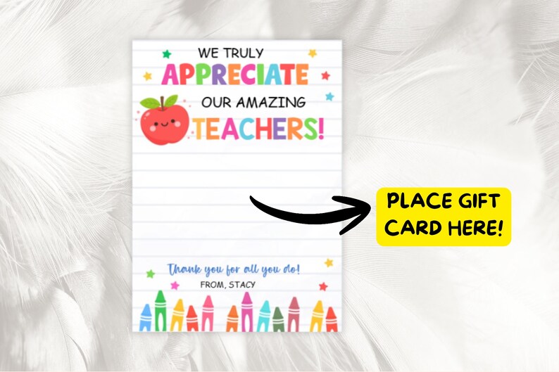 Printable Teacher Gift Card Holder Template, Appreciation Thank You ...