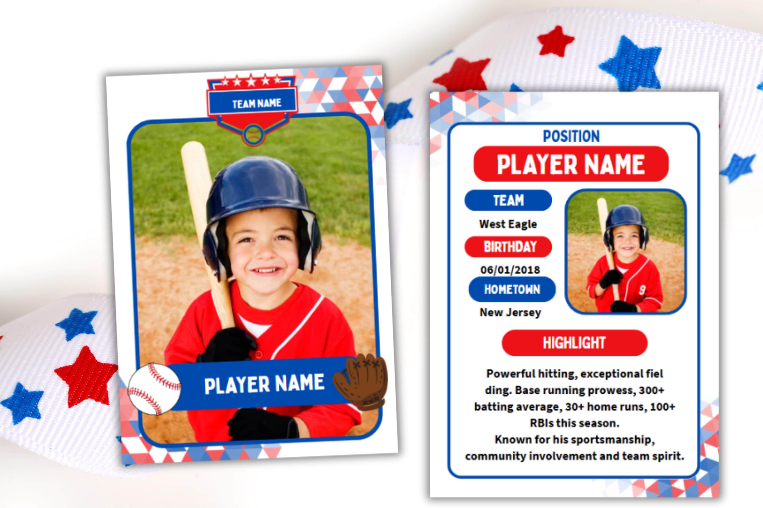 Customizable Baseball Trading Card Template: DIY Team Gifts (canva ...