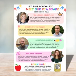 Editable Meet the PTA Board Flyer: School PTO Introductions (digital ...