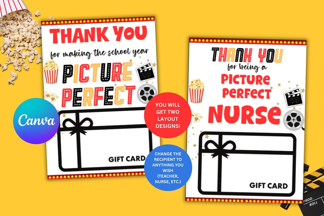 Editable Hollywood Movie Appreciation Gift Card Holder for Teacher ...