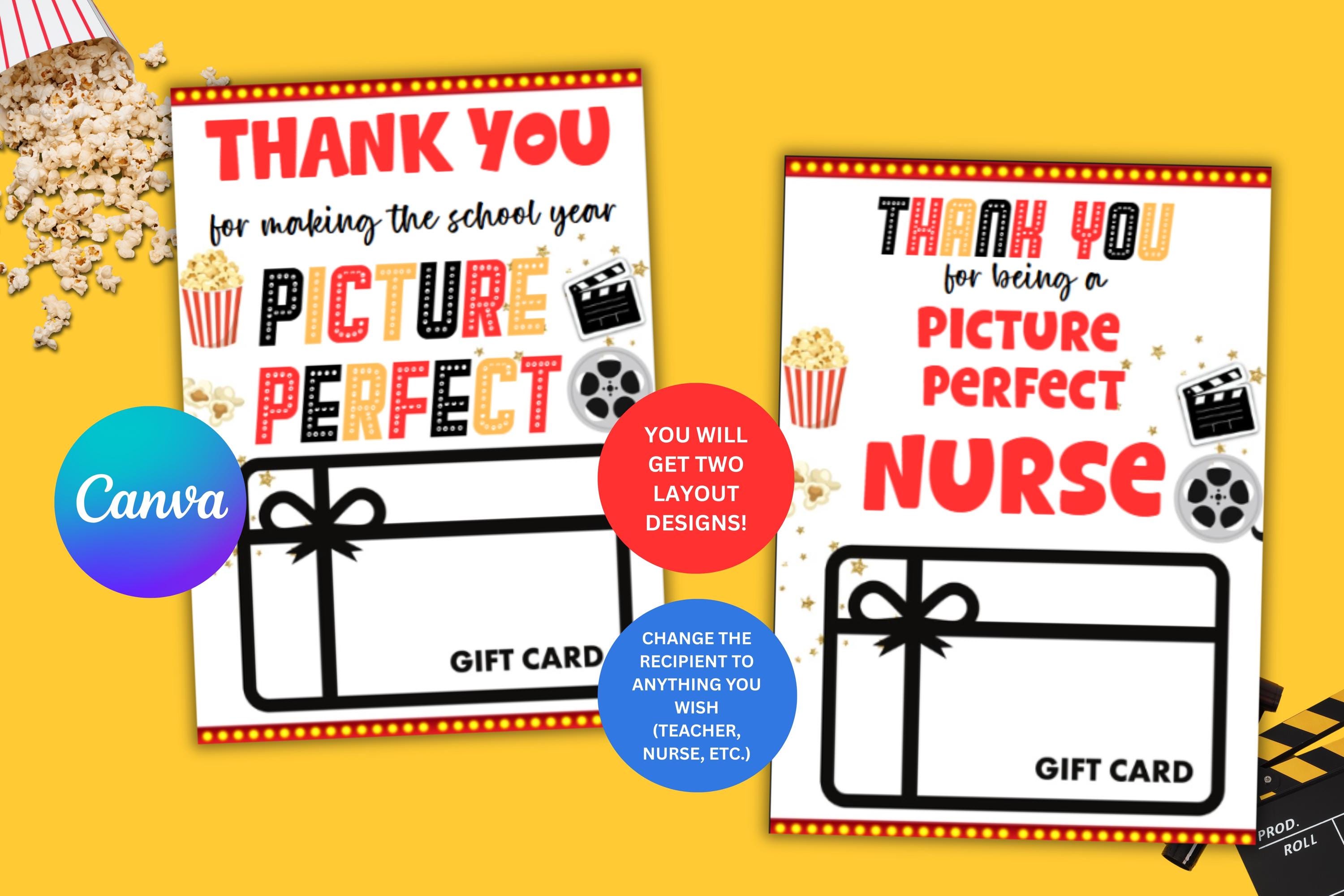 Editable Hollywood Movie Appreciation Gift Card Holder for Teacher ...