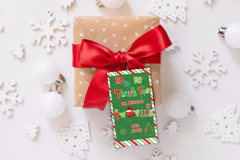 Twoville 2nd Birthday Thank You Tags, Christmas Theme (digital ...