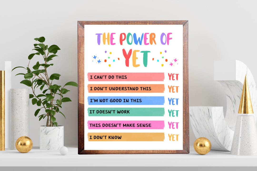 Printable the Power of yet Poster- Growth Mindset Class Decor- Instant ...