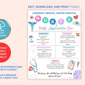 Nurse Appreciation Week Flyer Template: Editable Canva Printable - Etsy