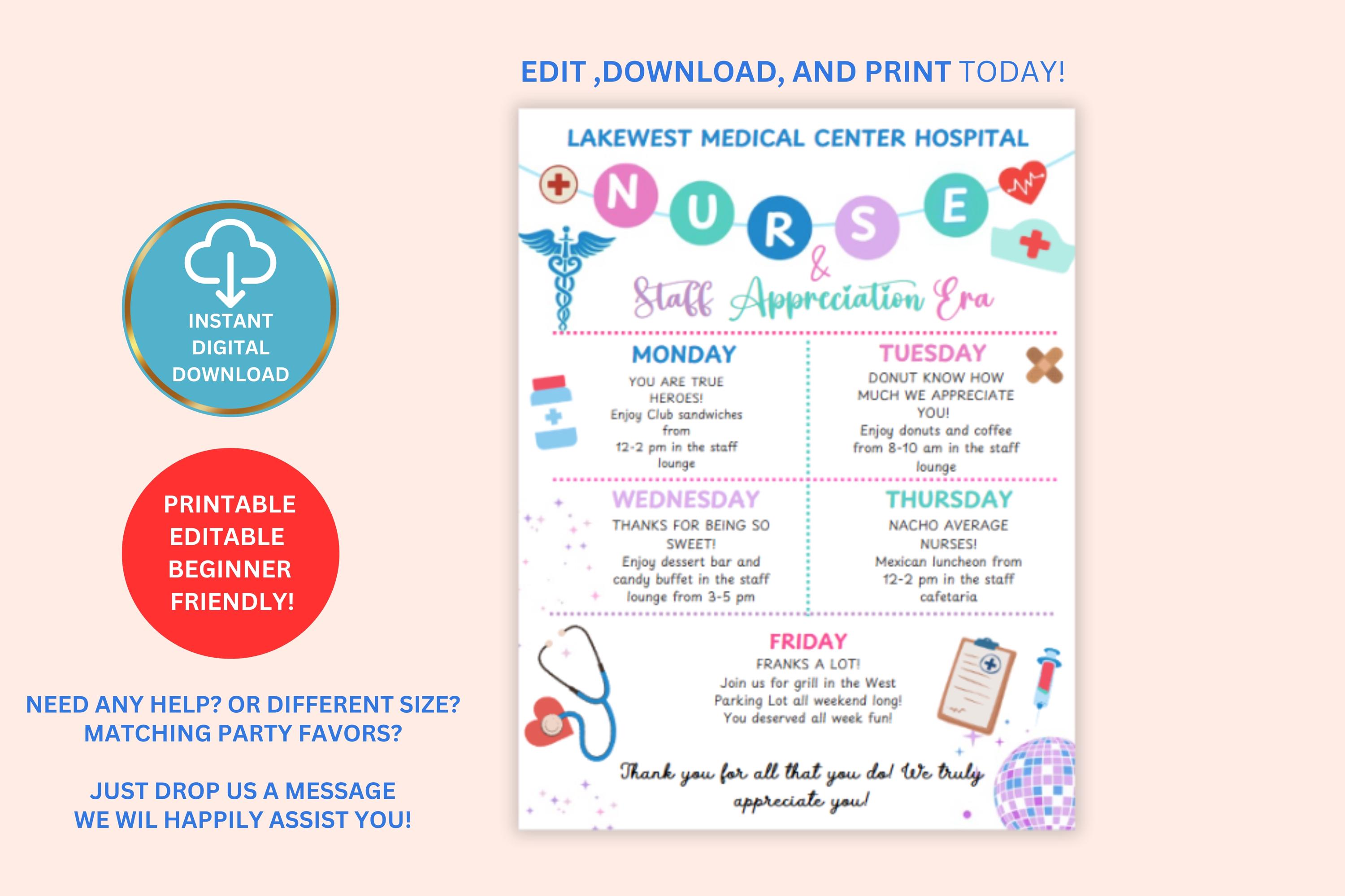 Editable Nurse Appreciation Week Era Template,medical National Nurses ...