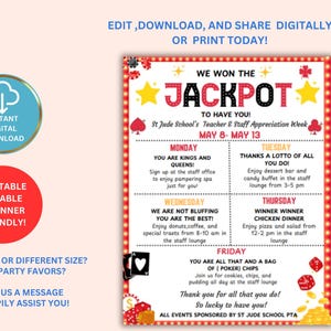 Casino Themed Teacher Appreciation Week Itinerary Flyer, Poker Staff ...