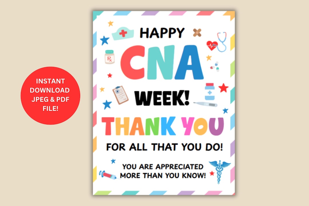 CNA Week Sign Printable Poster,nursing Assistant Week Poster, Cna ...