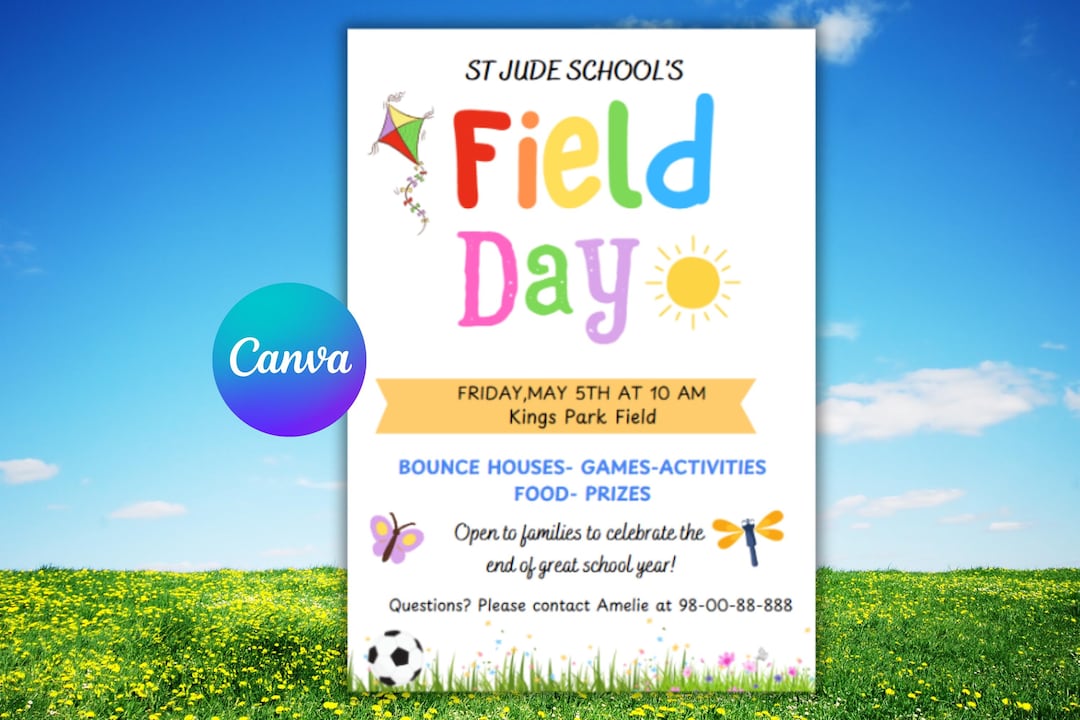 Editable School Field Day Flyer Template, Family Fun Day Invite Canva ...