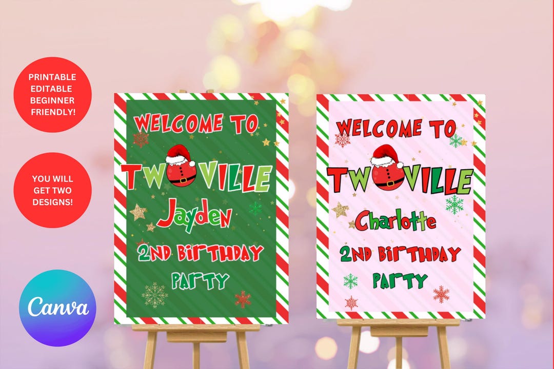 Twoville Birthday Welcome Sign, Christmas 2nd Birthday for Boys and ...