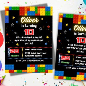 Building Blocks Birthday Invitation Template, Bricks Birthday Invite ...