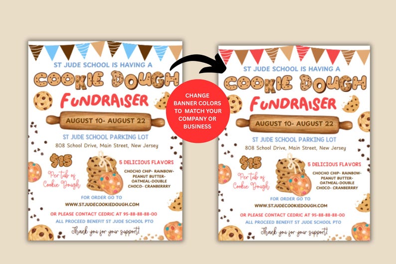 Editable Cookie Dough Fundraiser Flyer,cookie Party Invitation,pta PTO ...