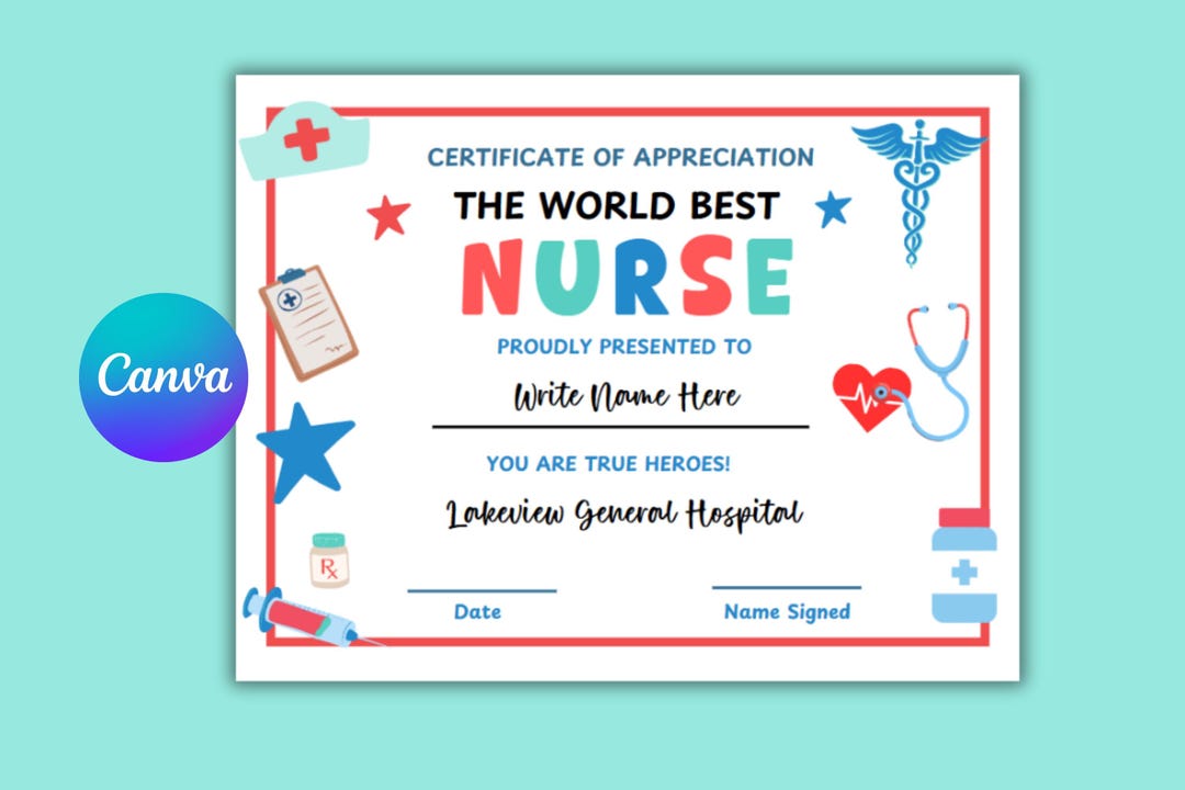 World Best Nurse Award Certificate Template,medical National Nurses ...