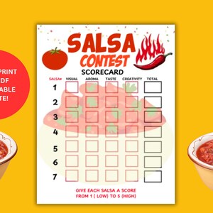 Salsa Contest Scorecard Instant Download Ready to Print & Editable ...
