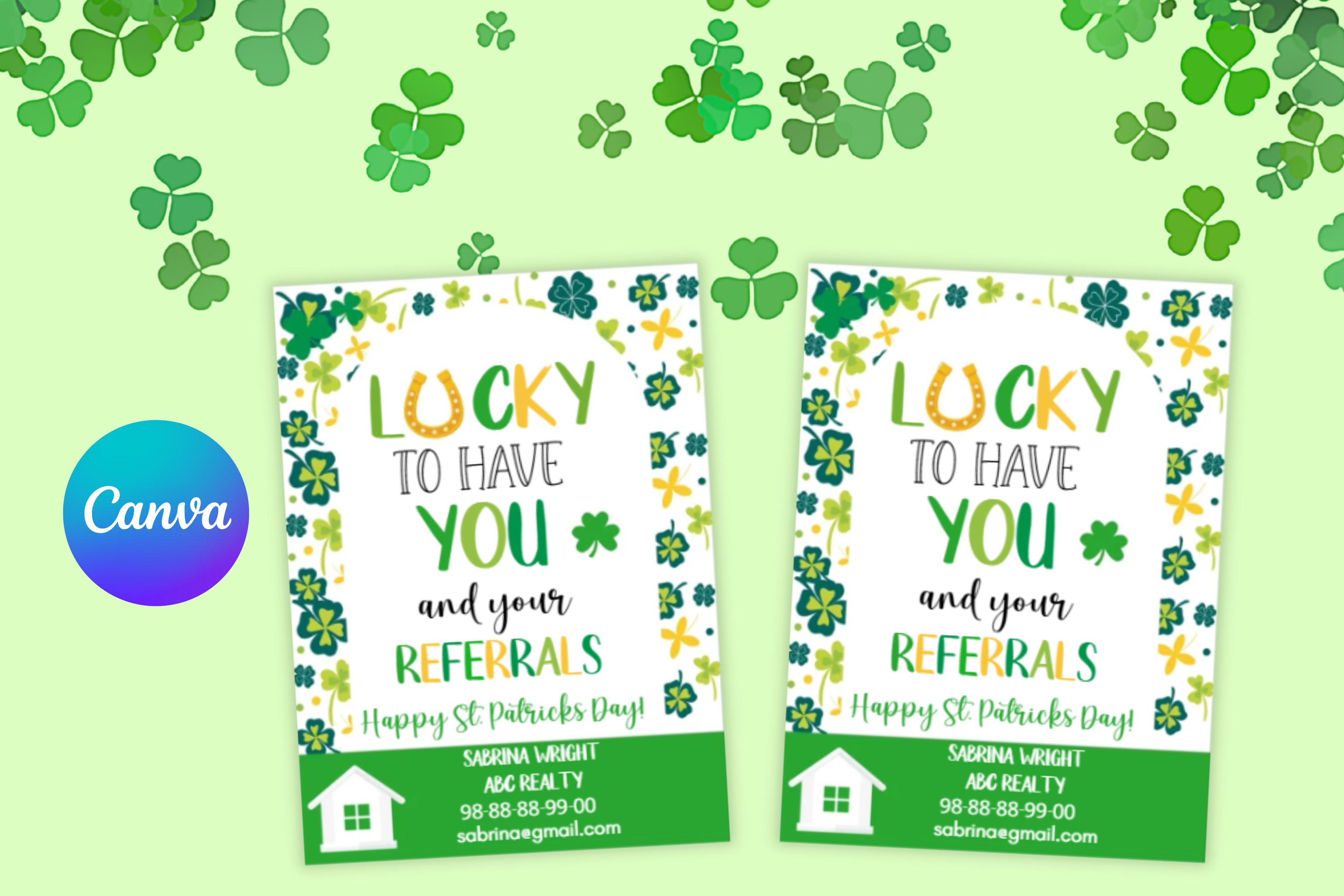 Editable St Patricks Day Pop-by Tag Realtor Marketing- Canva Template ...