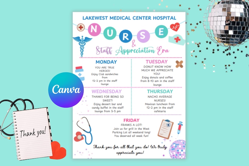 Nurse Appreciation Week Flyer Template: Editable Canva Printable - Etsy