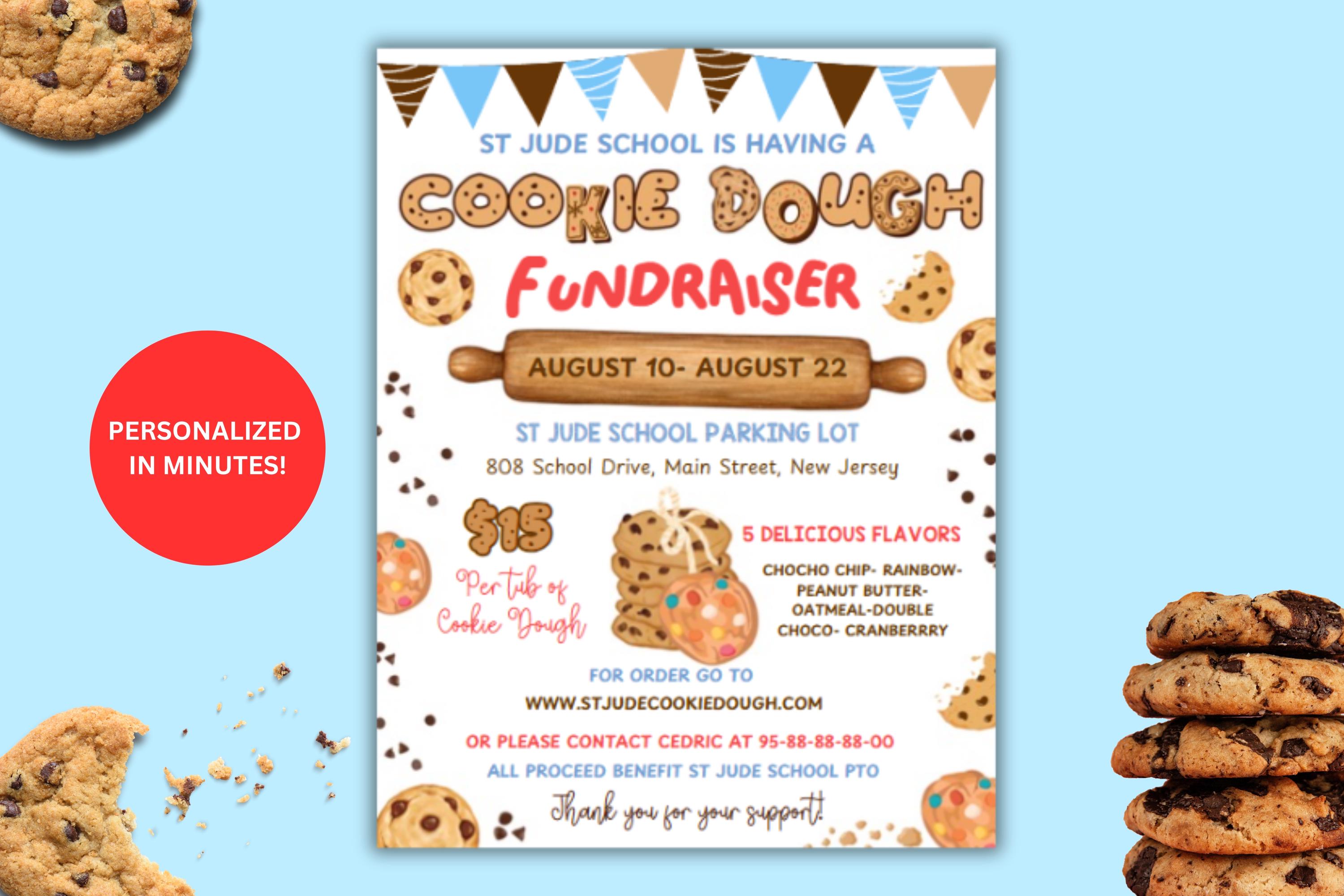 Editable Cookie Dough Fundraiser Flyer,cookie Party Invitation,pta PTO ...