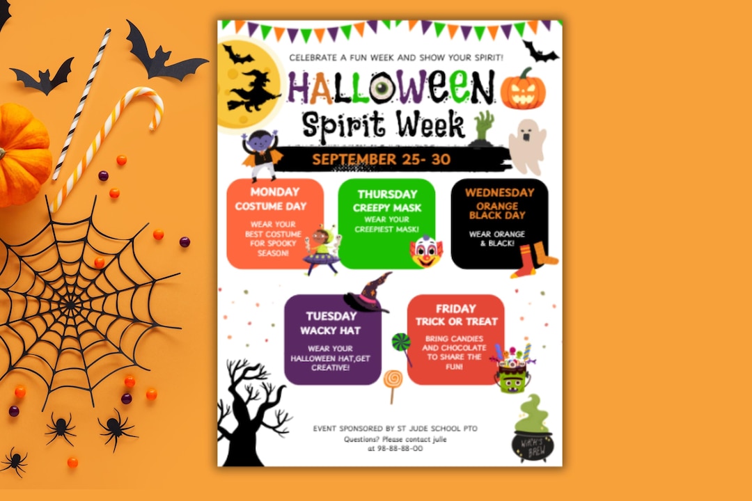 Editable Halloween Spirit Week Template (digital Printable) - Etsy