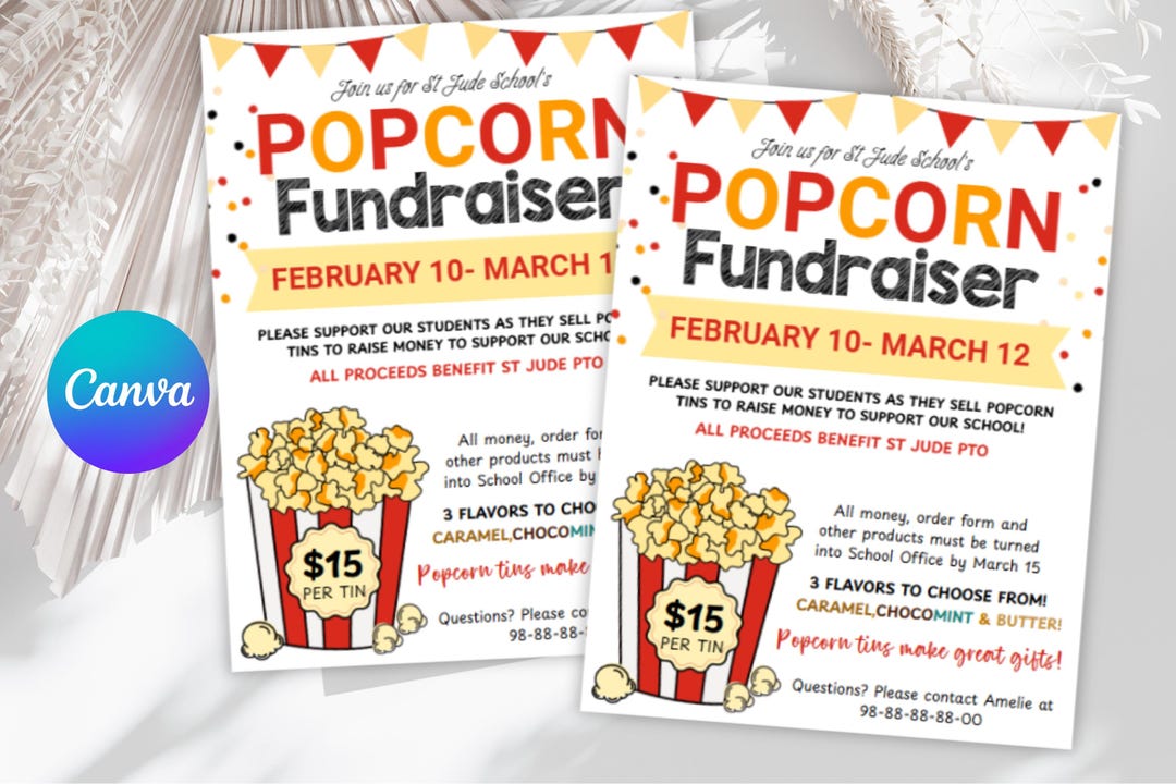 Editable Popcorn Fundraiser Flyer Template-school Community Event ...