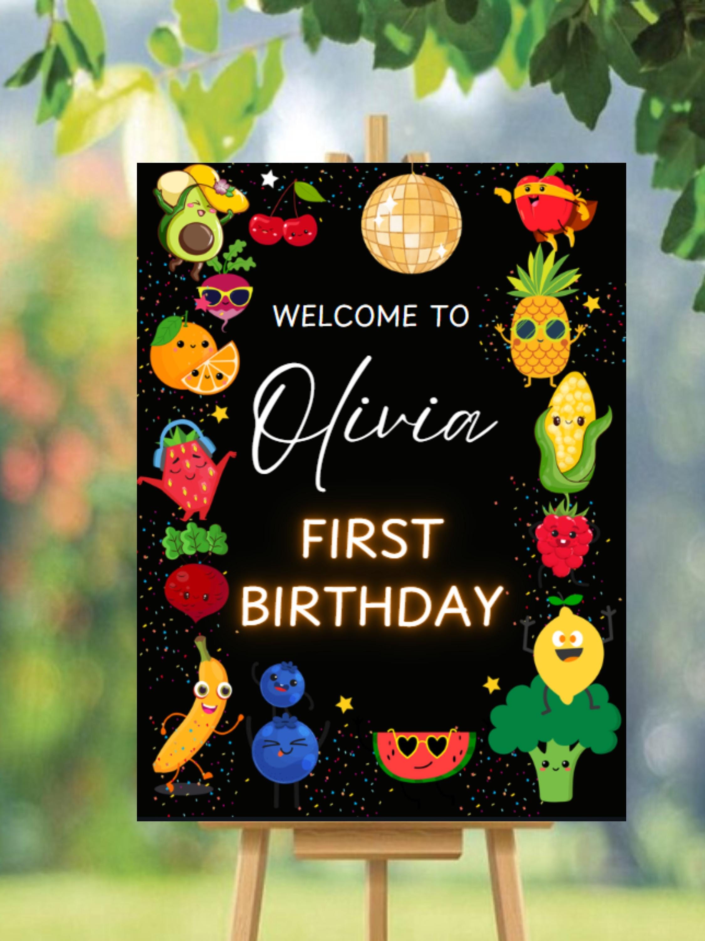 Dancing Fruit Welcome Sign, Dancing Fruit Sign, Printable Editable ...