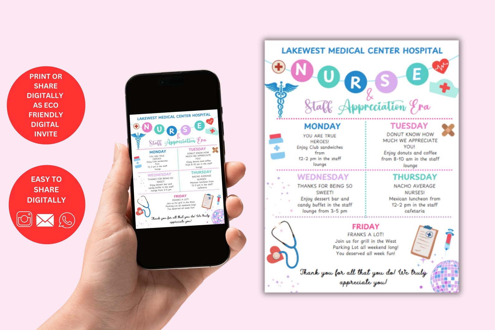 Editable Nurse Appreciation Week Era Template,medical National Nurses ...