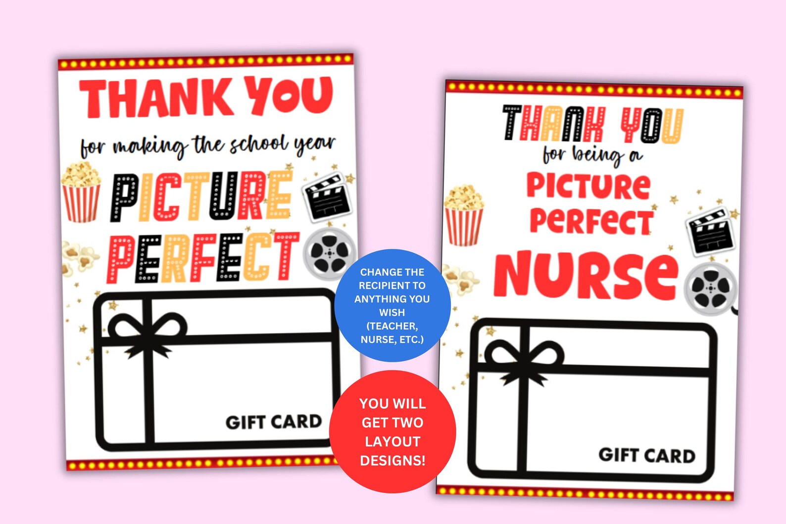 Editable Hollywood Movie Appreciation Gift Card Holder for Teacher ...