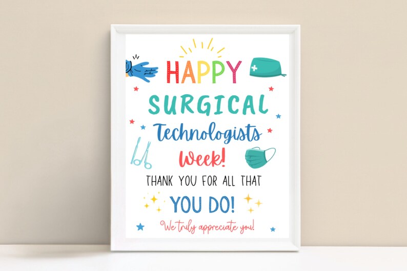 Printable Surgical Tech Appreciation Week Poster- Thank You Recognition ...