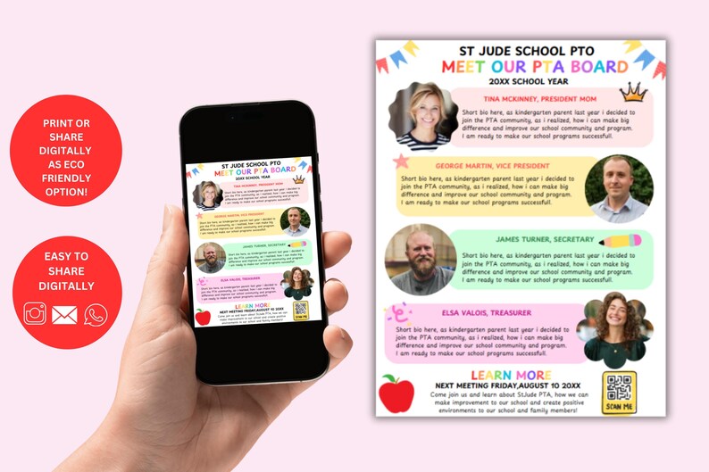 Editable Meet the PTA Board Flyer: School PTO Introductions (digital ...