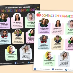 Editable PTA PTO Member Contact Template: School Printable Canva ...
